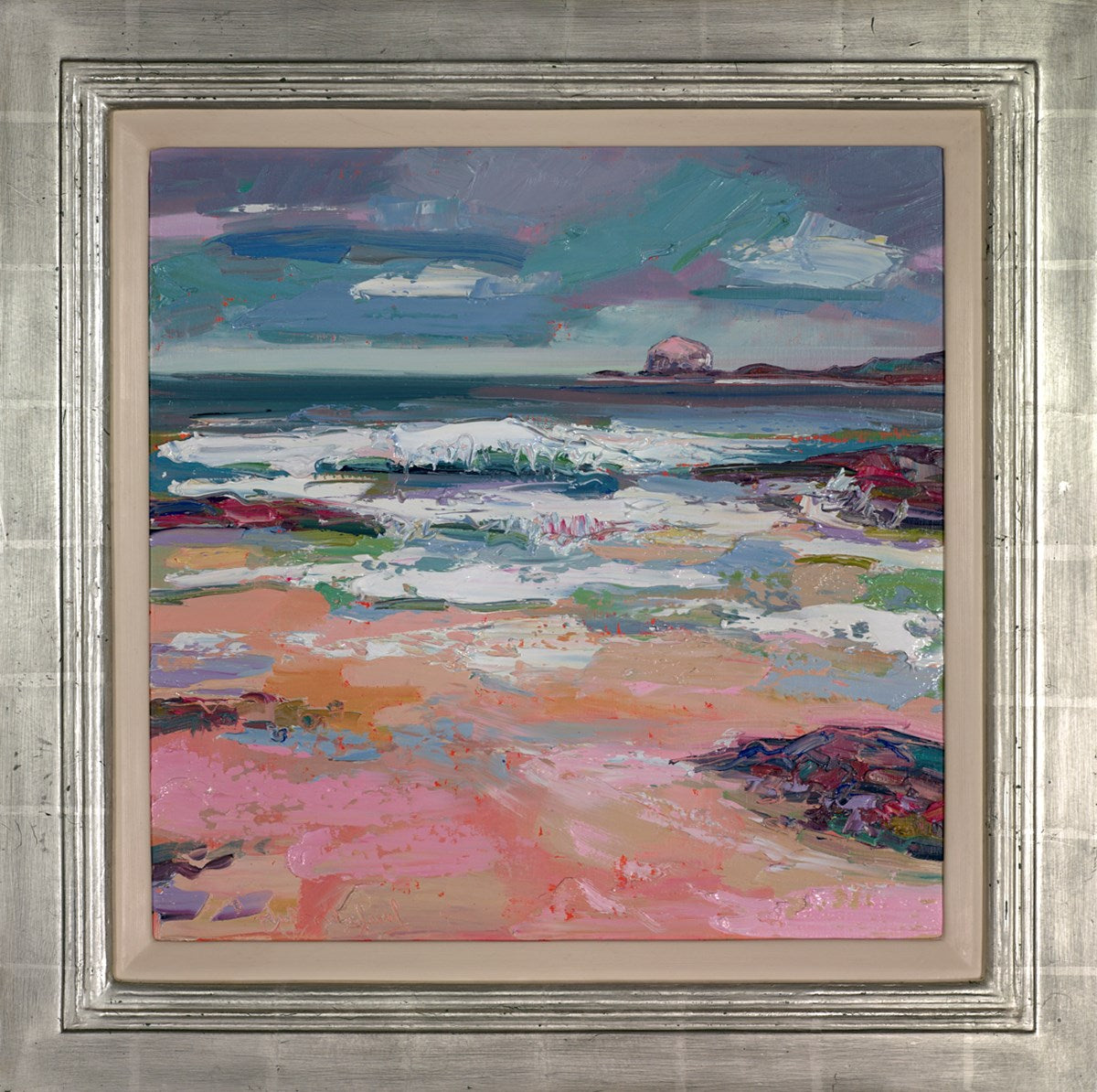 Rough Sea And Pink Sand, Bass Rock | Judith Bridgland - Clarendon Fine Art