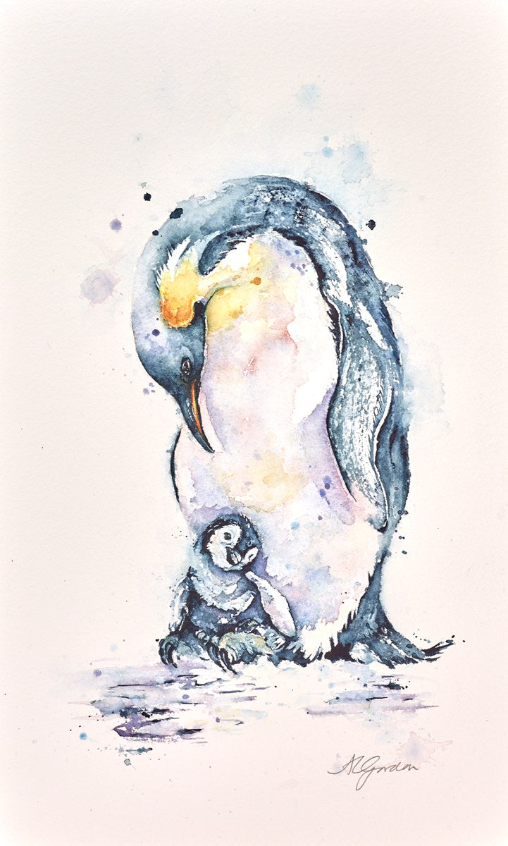 Devoted Dad-Emperor Penguin With Chick | Amanda Gordon - Clarendon Fine Art