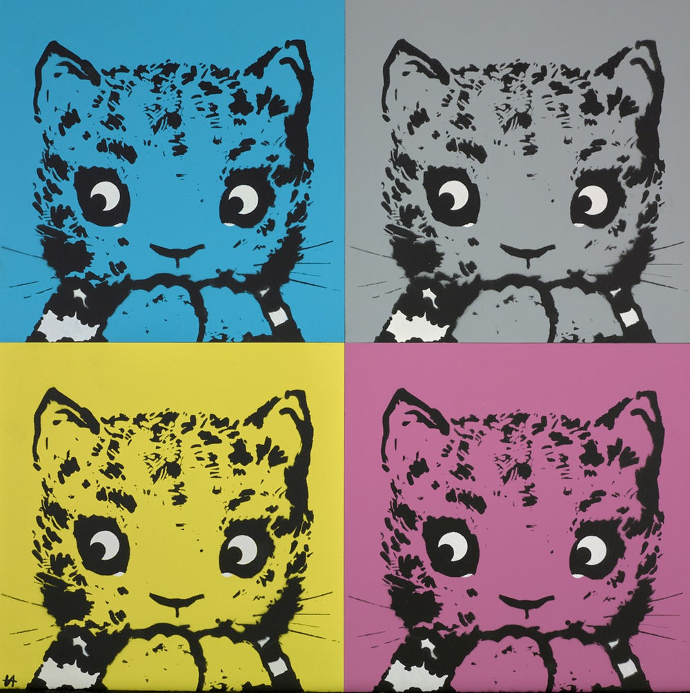 Blue / Grey / Yellow / Pink Cats | Harry Bunce - Clarendon Fine Art