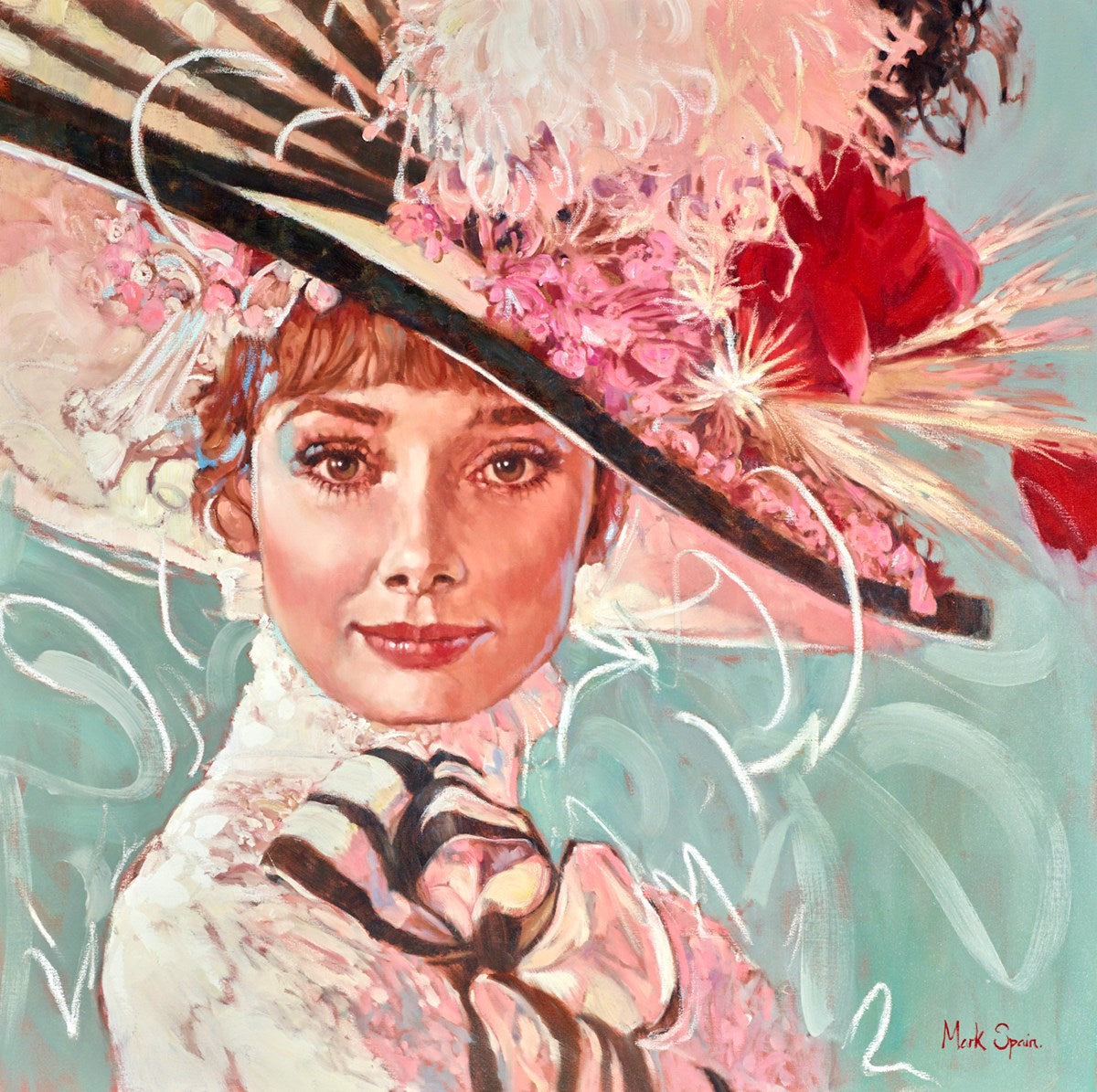 Audrey Hepburn With Large Hat (Flowers) | Mark Spain - Clarendon Fine Art