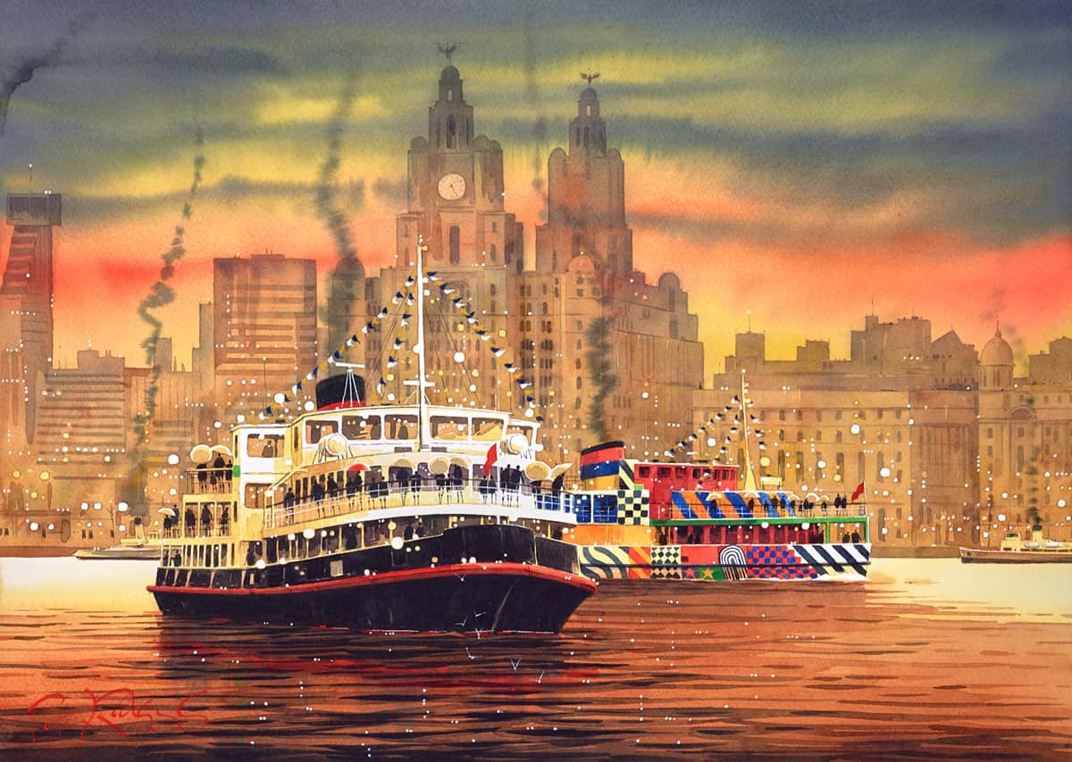 Ferries And Flags - Liverpool | Peter J Rodgers - Clarendon Fine Art